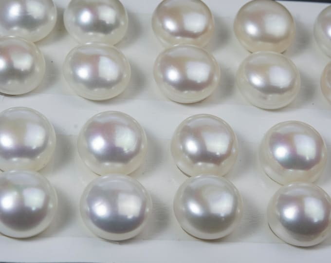 Big Half Drilled Freshwater Pearls - Large White Pearl Bread Shape ...