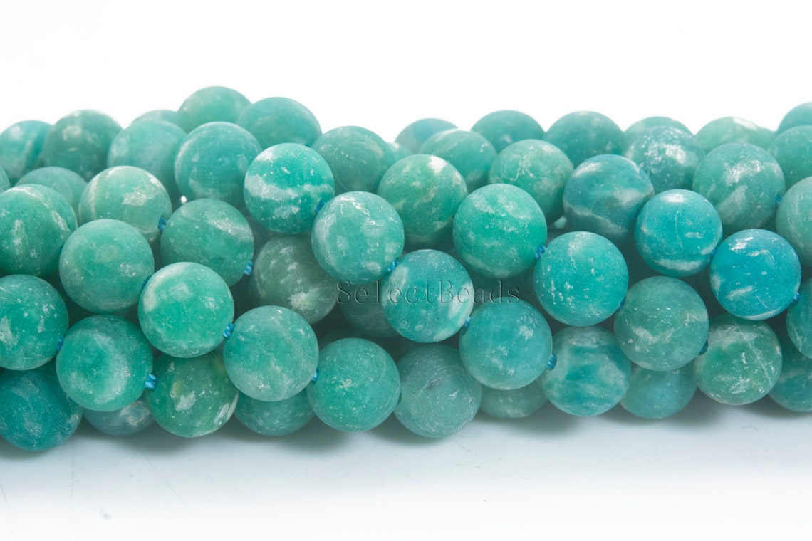 Matte Russian Amazonite Jewelry Beads - Unpolished Amazonite Round ...