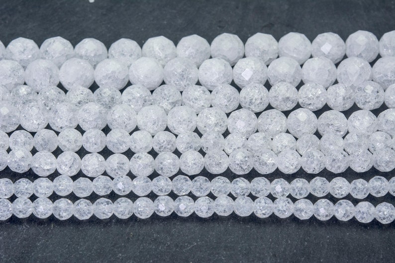 Faceted Crackle Crystal Quartz Beads Natural White Quartz - Etsy