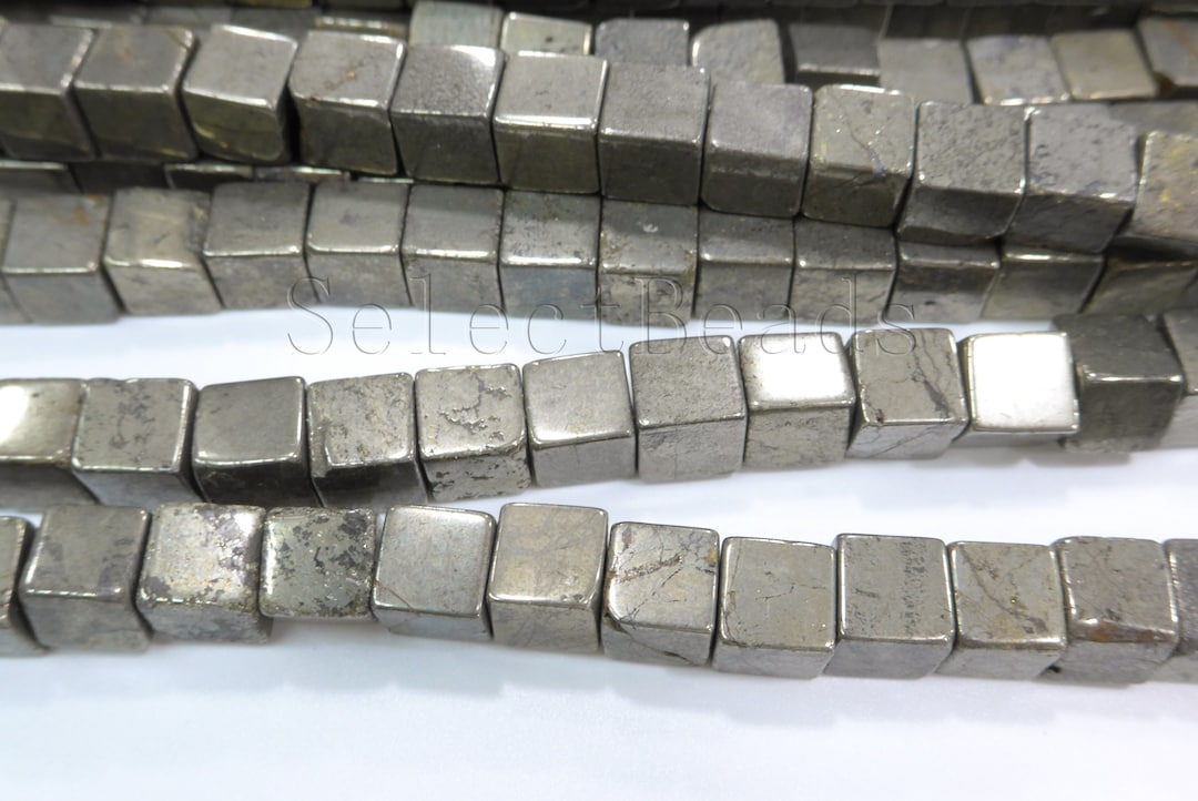 Natural Pyrite Cube Beads - Cube Gemstone Beads - 4mm Cube Beads - 6mm ...