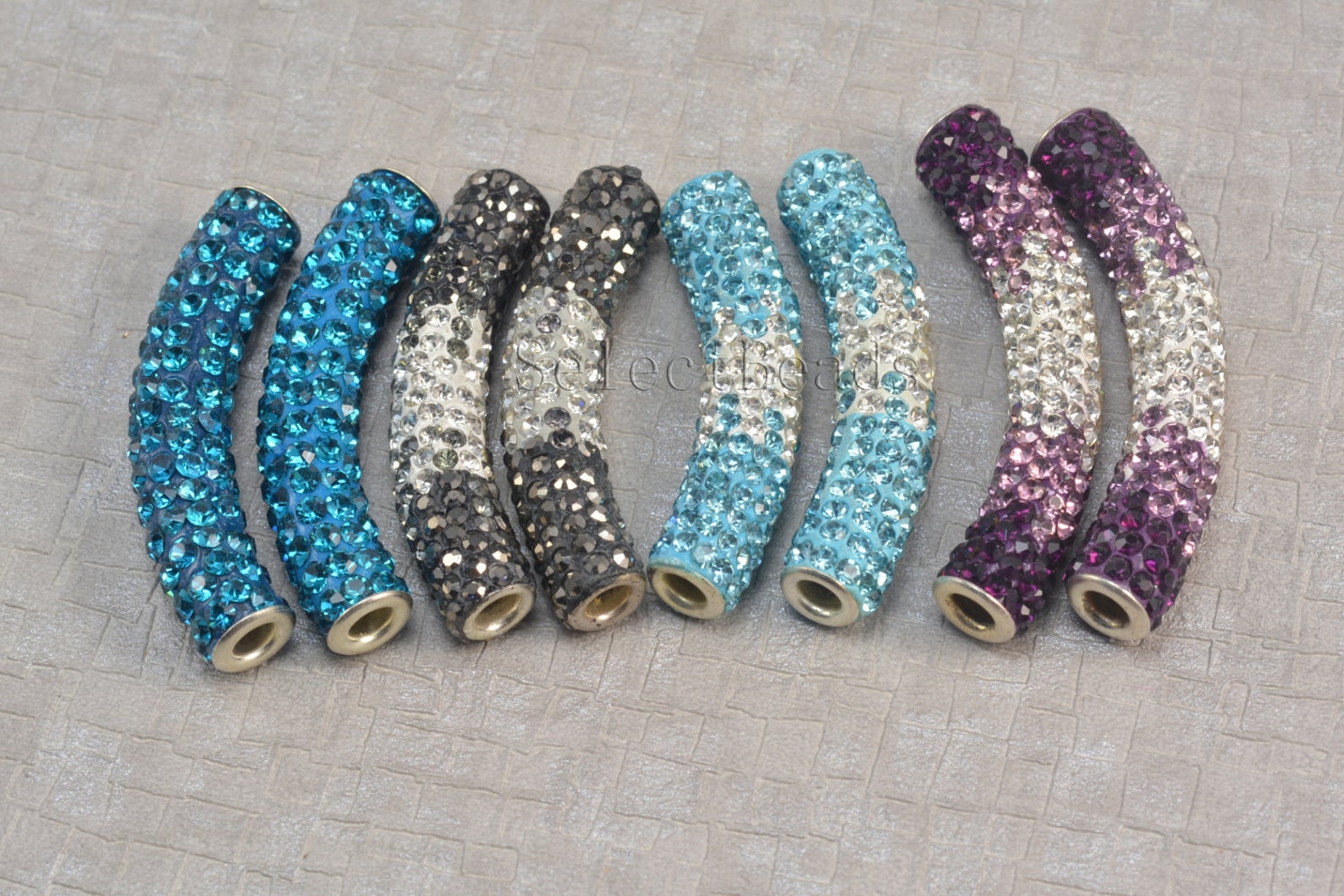 Crystal Curved Tube Bead Paved Pipe Beads Rhinestone Link - Etsy