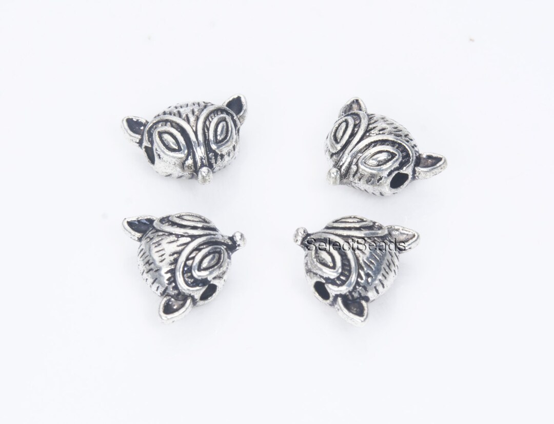 Silver Fox Head Beads - Fox Animal Charms - Metal Fox Jewelry Charms ...