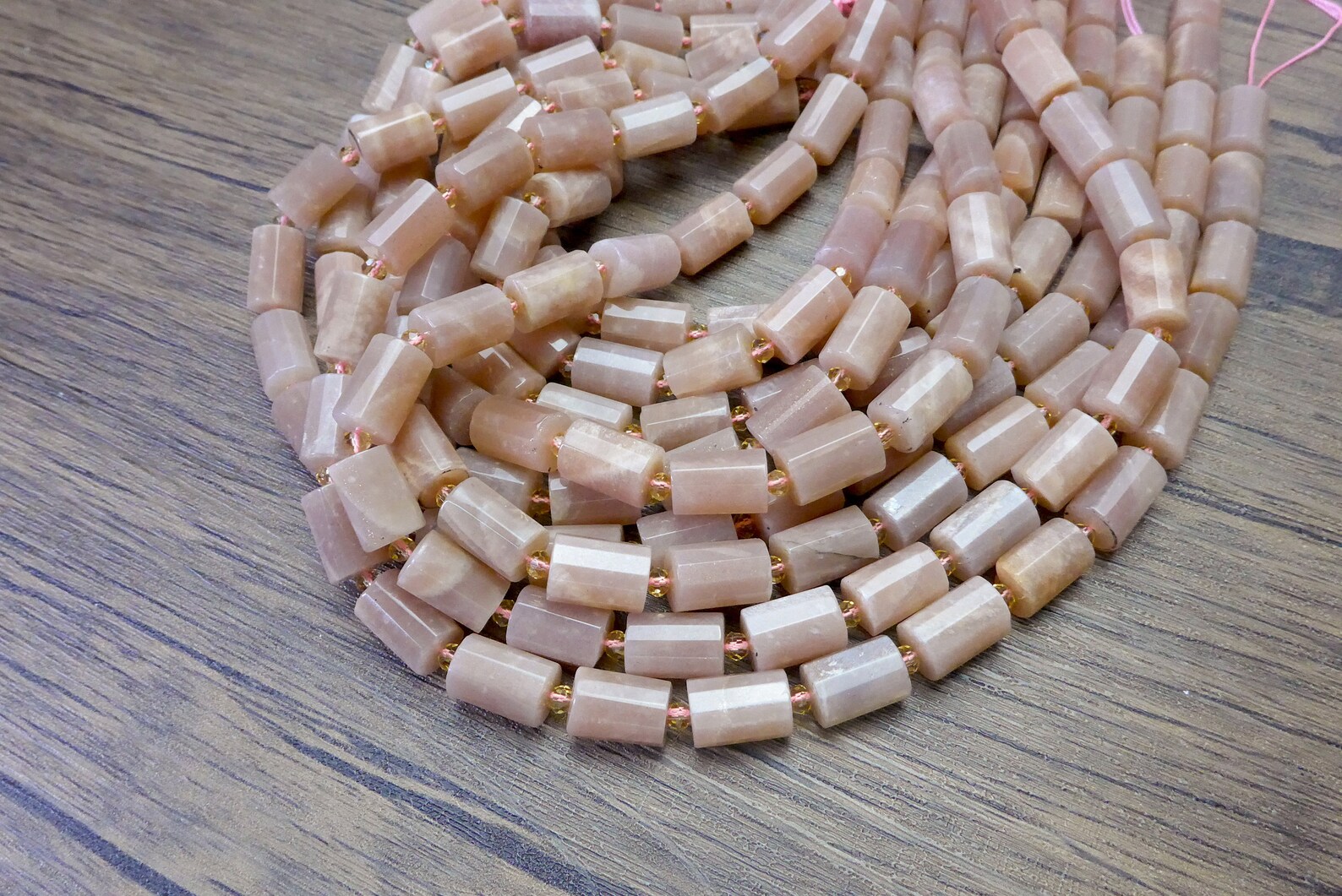 Pink Sunstone Faceted Tube Beads Natural Sunstone Gem Beads - Etsy