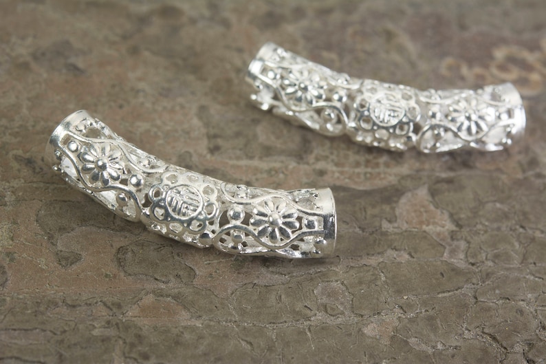 Sterling Silver Tube Beads 925 Sterling Silver Beads Round - Etsy