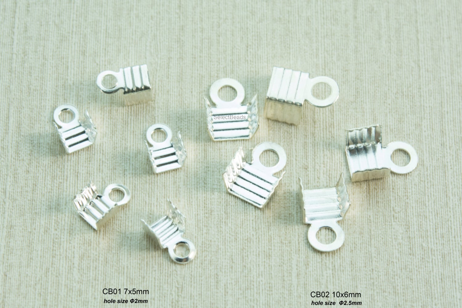 Crimp beads ribbon crimp ends fold over crimp ends | Etsy