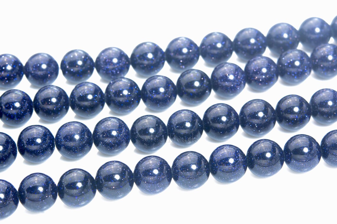 Blue Sandstone Beads - Blue Gold Stone Gemstone Beads - Midnight Blue ...