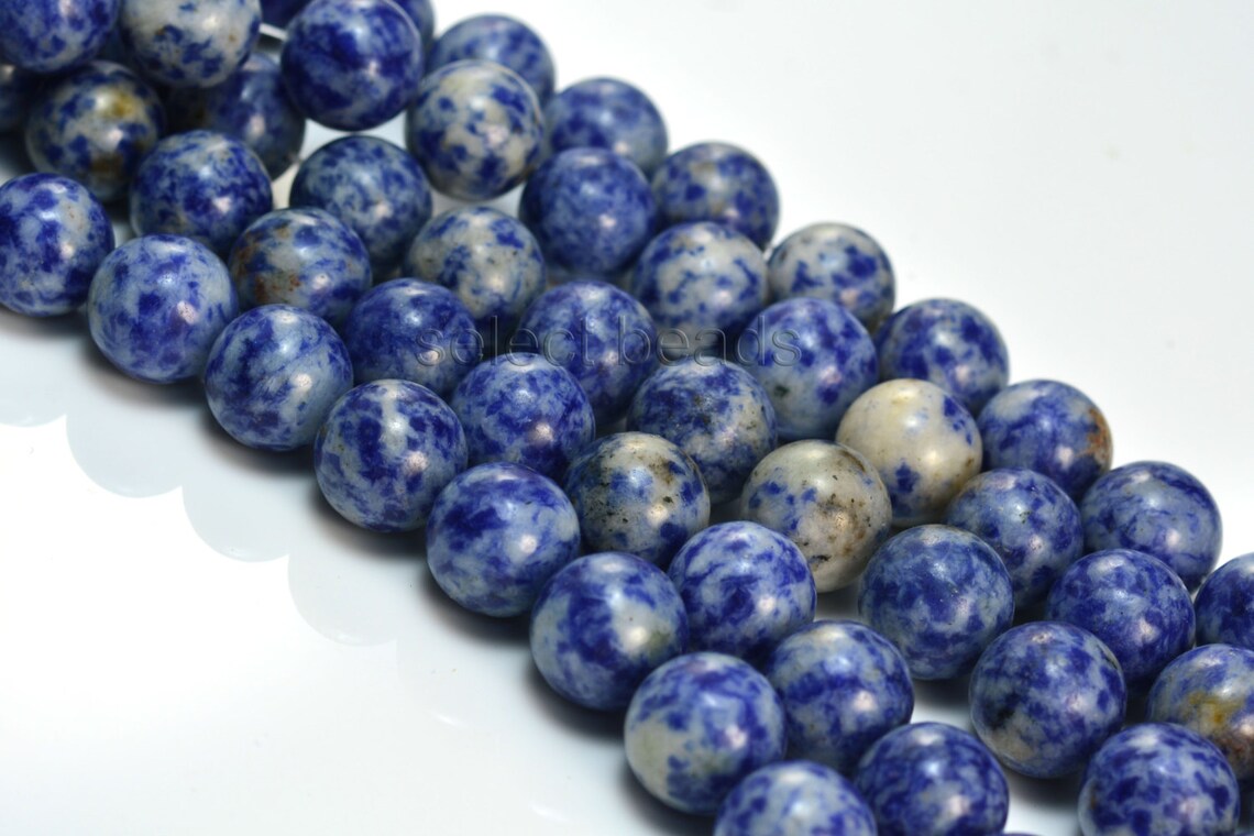 Blue spot jasper beads blue round gemstone beads blue | Etsy
