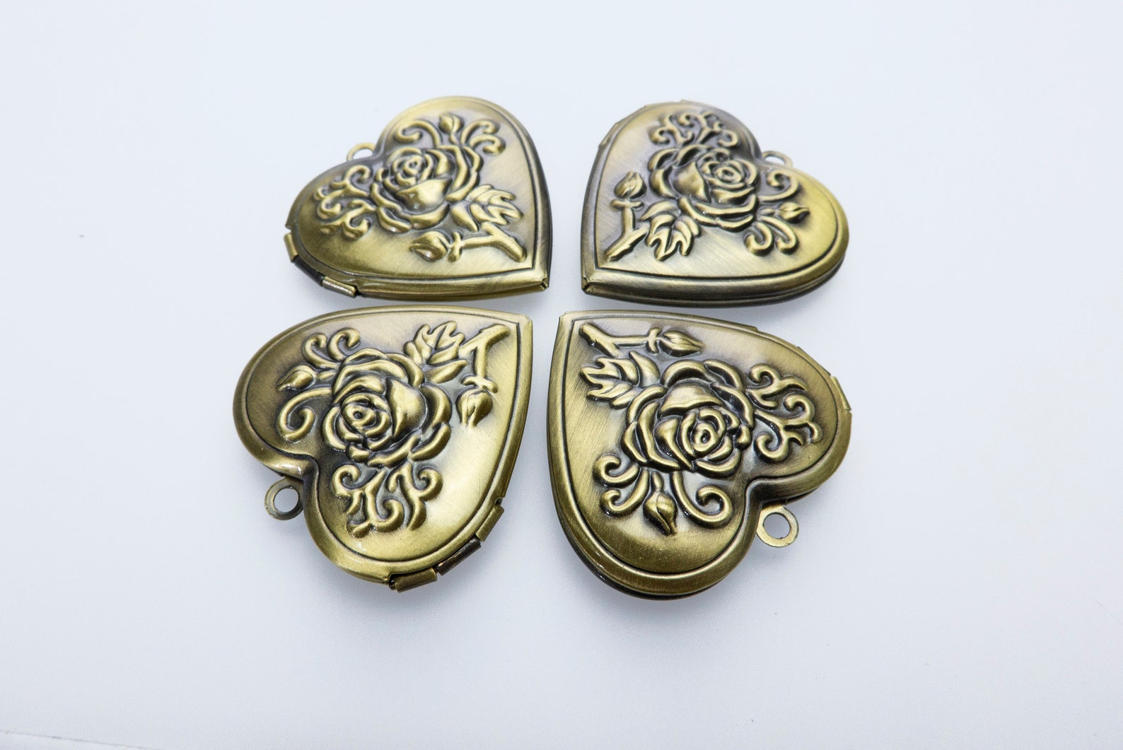 Heart Shape Lockets - Heart Shape Locket Charms - Flower Antique Bronze ...