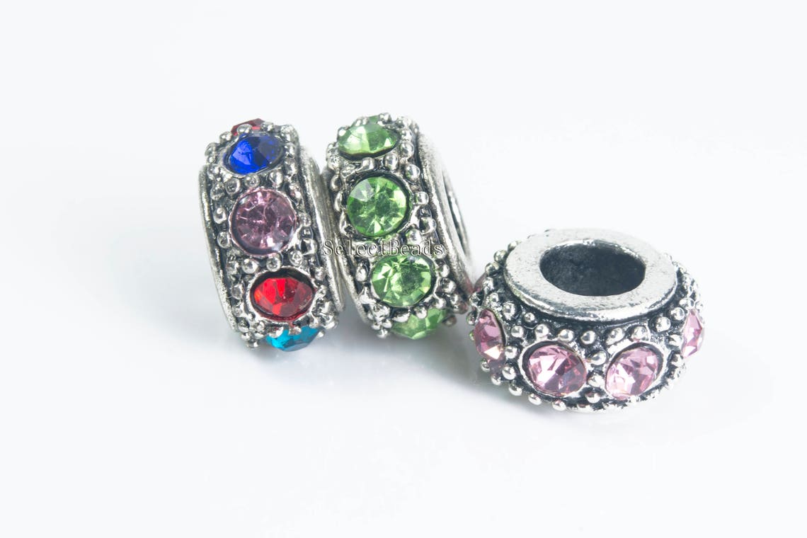 Euro European Charm Beads - Big Hole Crystal Charm Beads - Rondelle ...