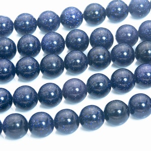 Blue Sandstone Beads - Blue Gold Stone Gemstone Beads - Midnight Blue ...