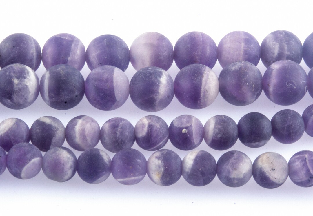 Matte Dog Tooth Amethyst Round Beads - Frosty Amethyst Gemstone Beads ...