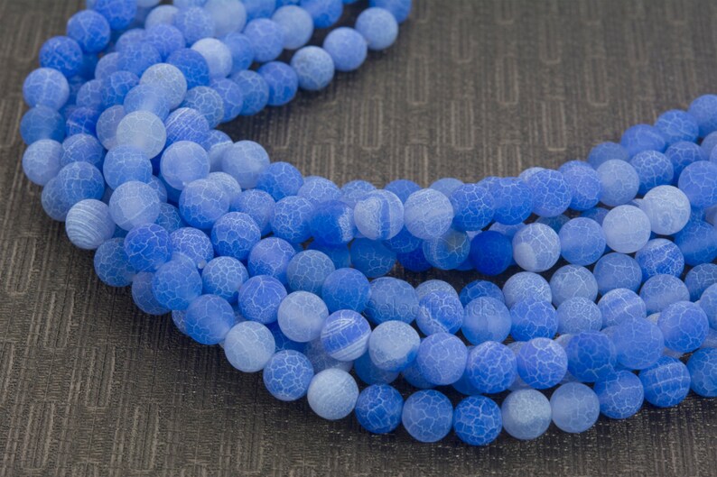 Blue Dragon Vein Agate Beads - Round Agate Beads - Size 6-12mm -15inch ...