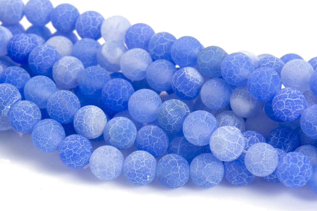 Blue Dragon Vein Agate Beads - Round Agate Beads - Size 6-12mm -15inch ...