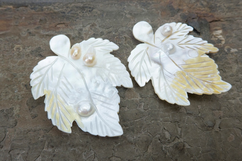 Maple Leaf Shell Charms Plant Mother of Pearl Pendant | Etsy