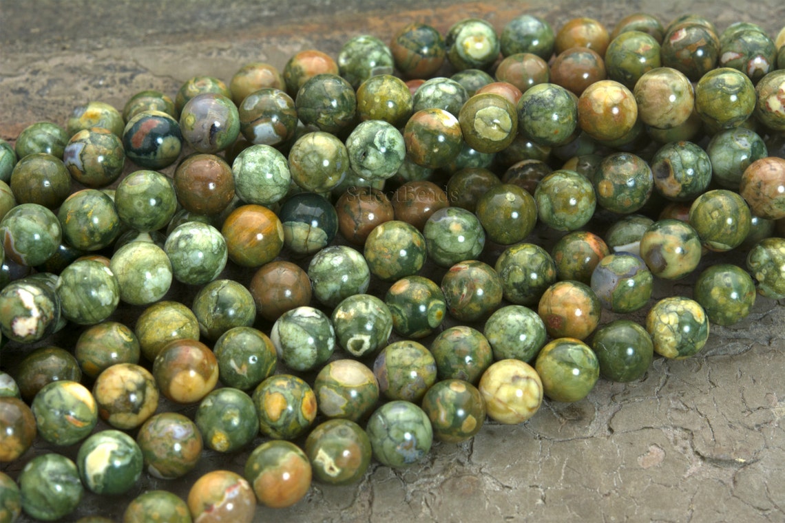 Green Rainforest Rhyolite Jasper Beads Rainforest Gemstone - Etsy