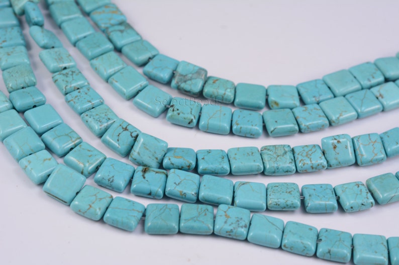 Blue Chinese Turquoise Square Beads Pillow Beads Jewelry | Etsy