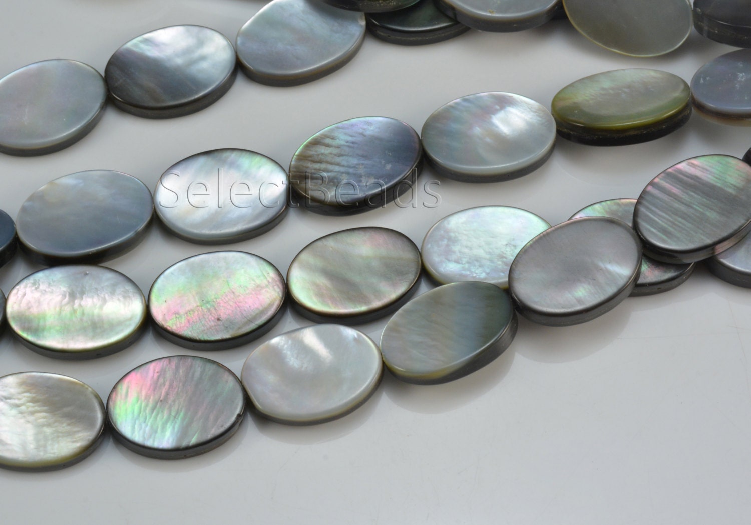 Flat Shell Beads Flat Oval Beads Black Shell Beads Black - Etsy