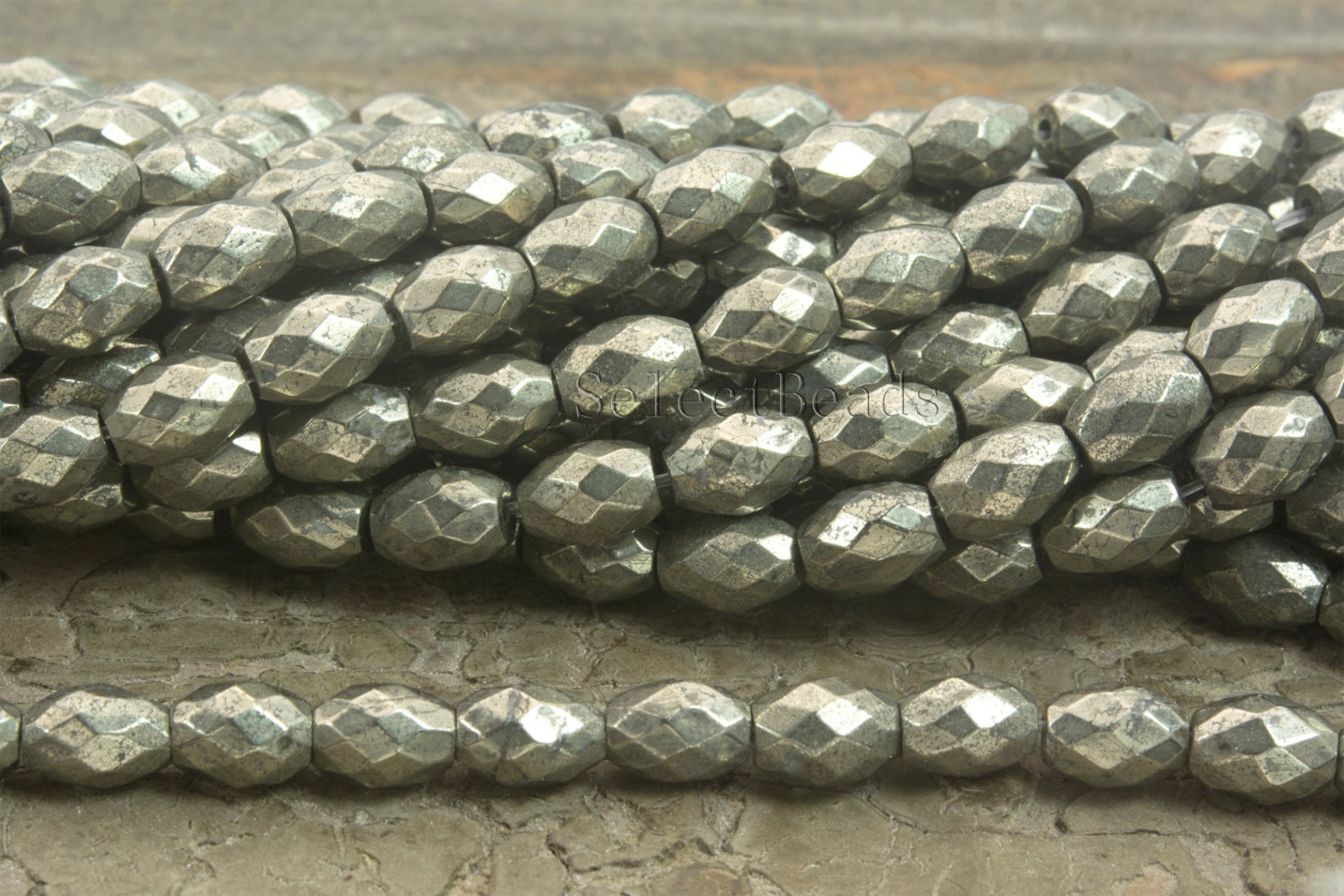 Faceted Pyrite Barrel Beads Natural Pyrite Faceted Rice - Etsy