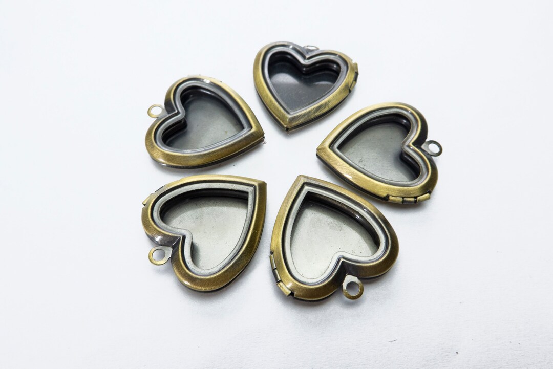 Heart Frame Lockets Heart Shape Locket Charms Brushed Antique Bronze ...