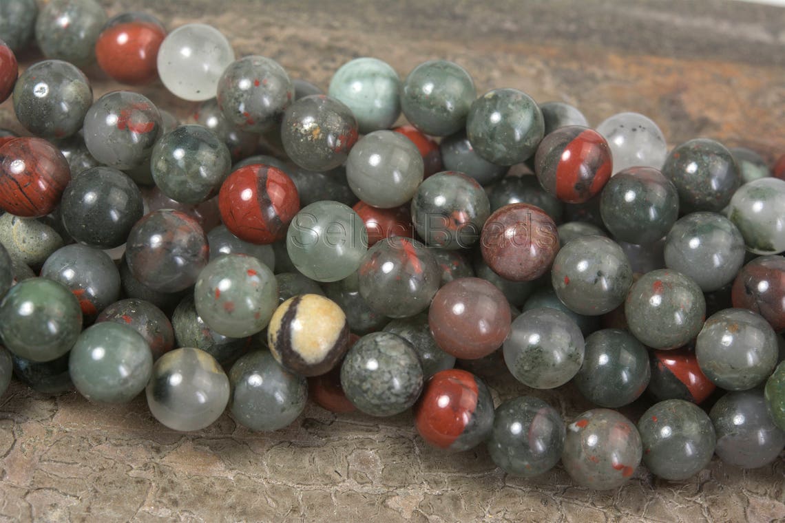 African Bloodstone Beads - Bloodstone Necklace - Semi Precious Stone ...