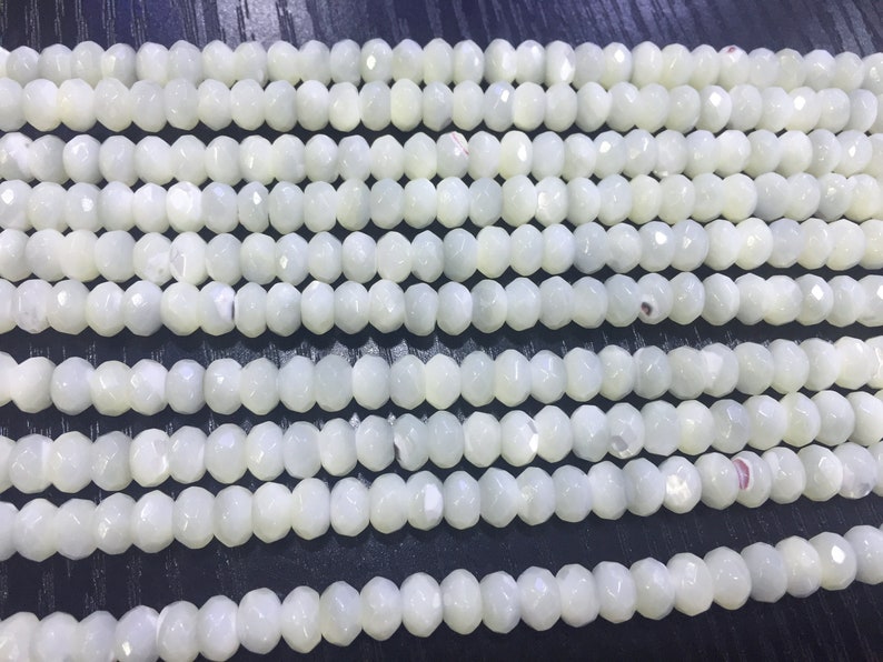 Mother of Pearl Faceted Rondelle Beads - White Shell Abacus Beads ...