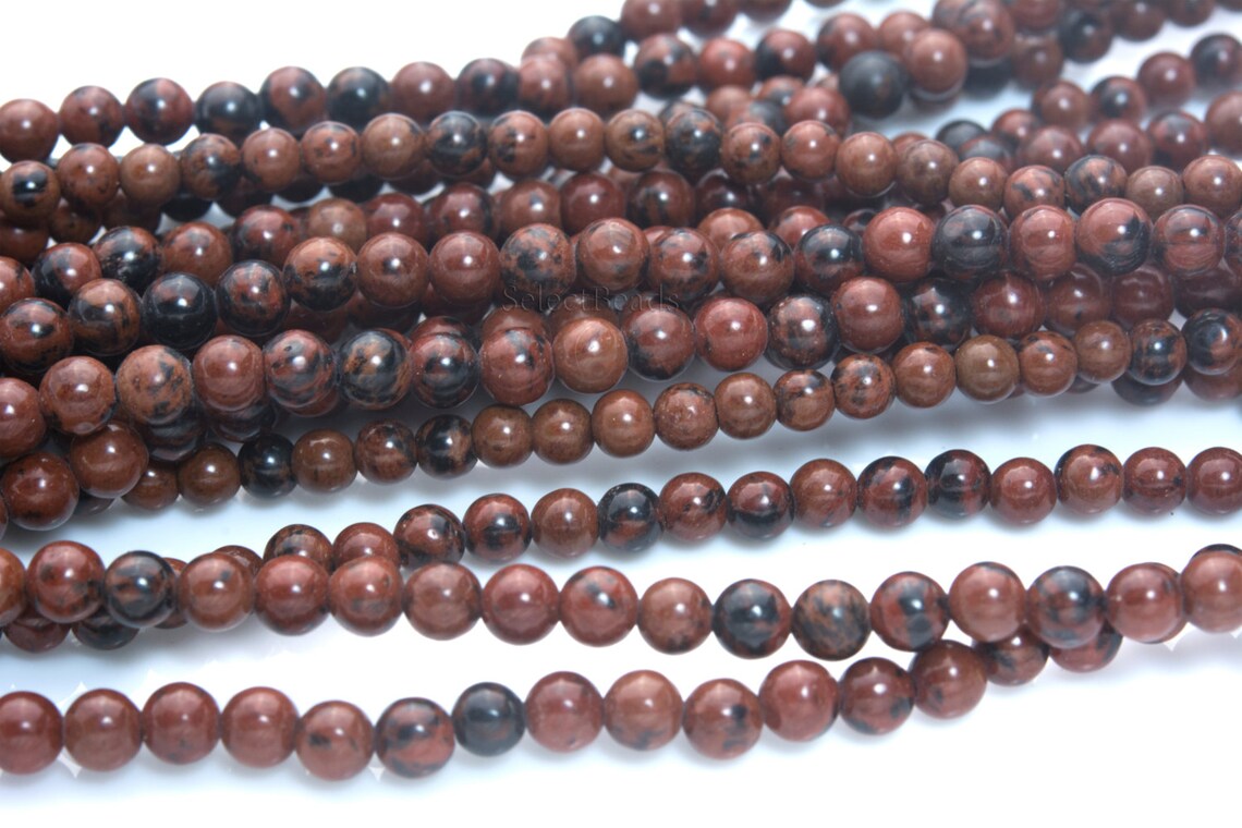 Mahogany Obsidian Beads - Coffee Obsidian Round Beads - Brown Obsidian ...