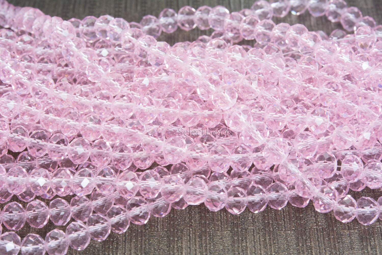 Pink glass quartz beads pink faceted rondelle crystals | Etsy