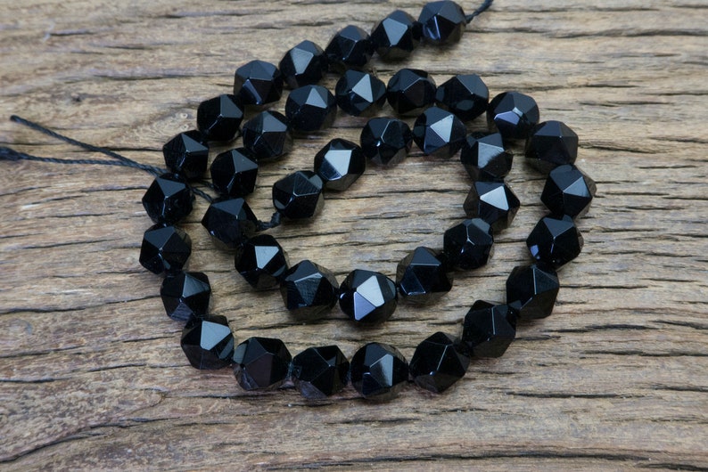 Onyx diamond shape beads faceted star black onyx beads | Etsy