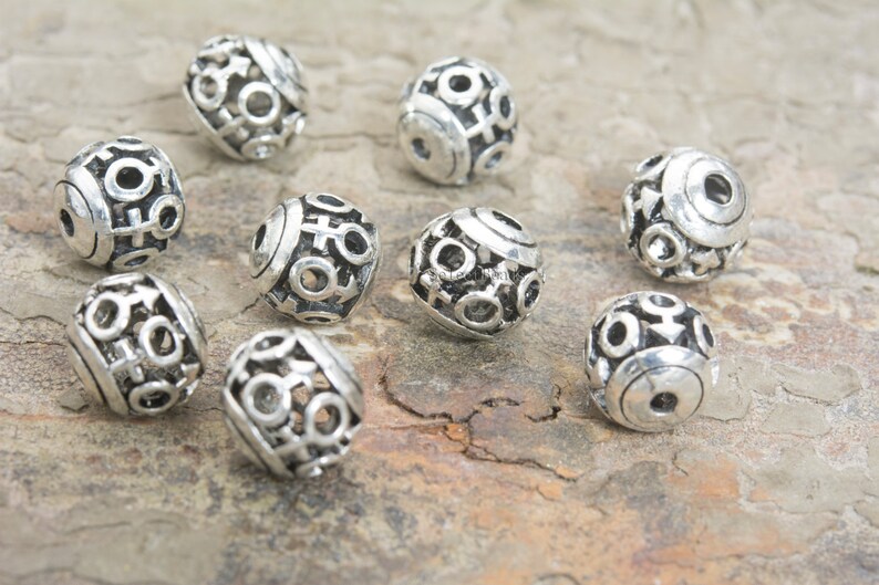 Male Symbol Metal Beads - Gender Symbol Alloy Beads - 8mm Round Beads ...