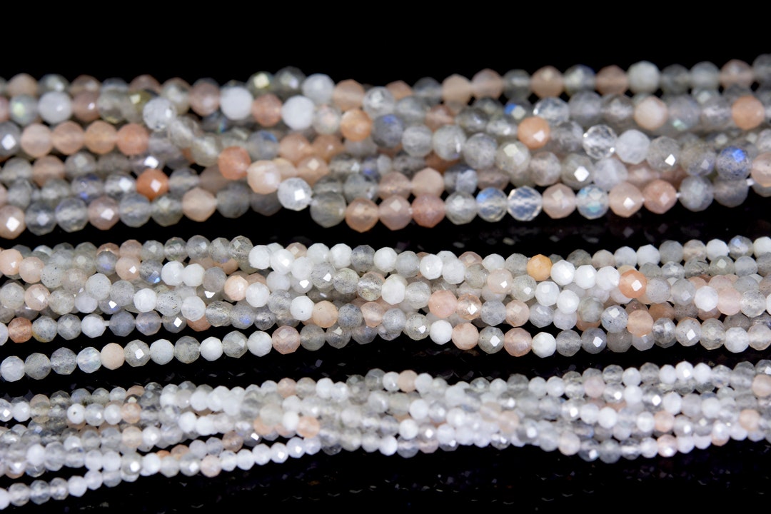 Natural Rainbow Moonstone Small Stone Beads - Grey Moonstone Faceted ...