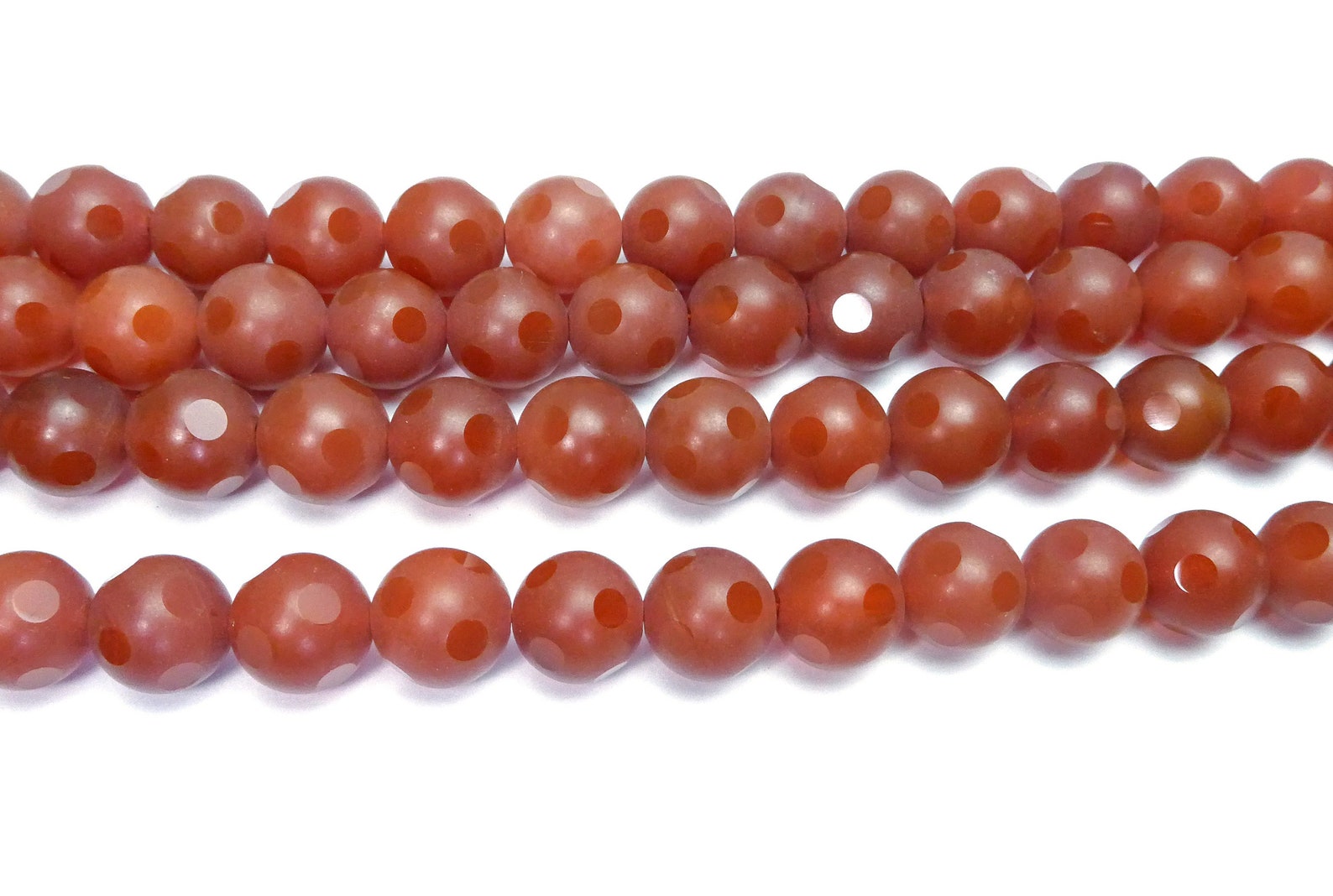 Red Carnelian Matte Beads Shiny Polished Dots Beads Matte - Etsy