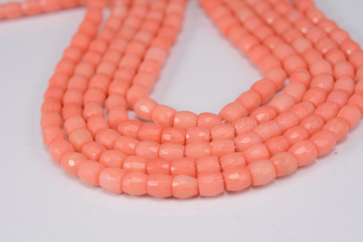 Faceted Pink Coral Beads Faceted Barrel Bamboo Coral Beads - Etsy