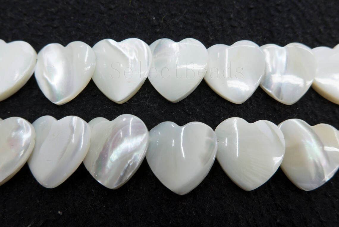 Overlap Mother of Pearl Heart Beads White MOP Heart Shape - Etsy