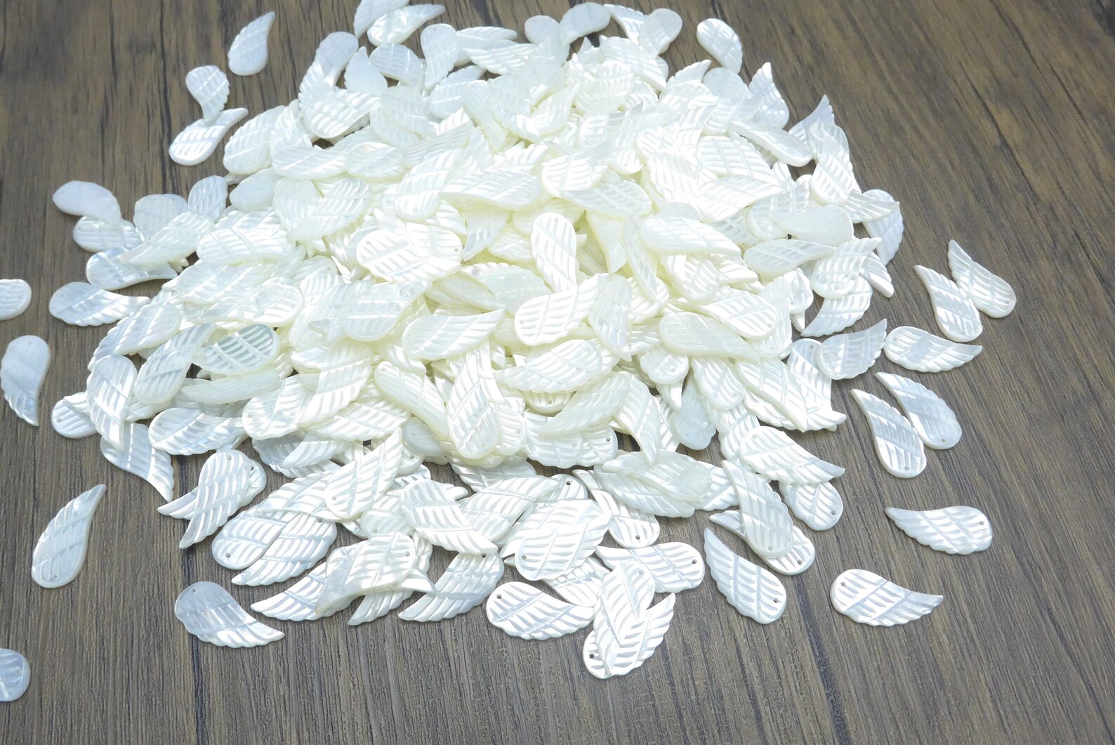 White MOP Wing Beads Angle Wing Beads White Mother of | Etsy