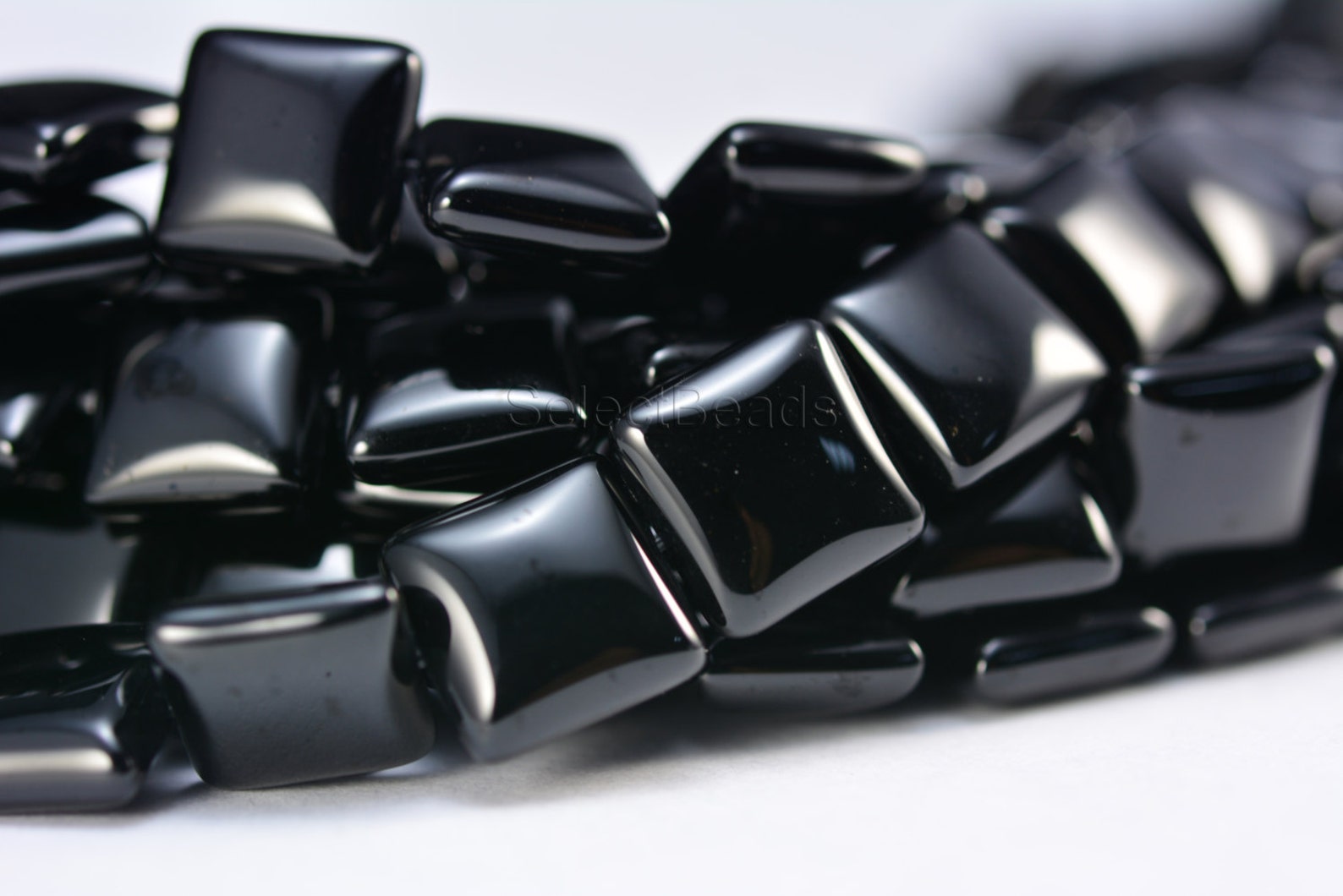 Black Onyx Square Beads Black Onyx Pillow Gemstones - Etsy