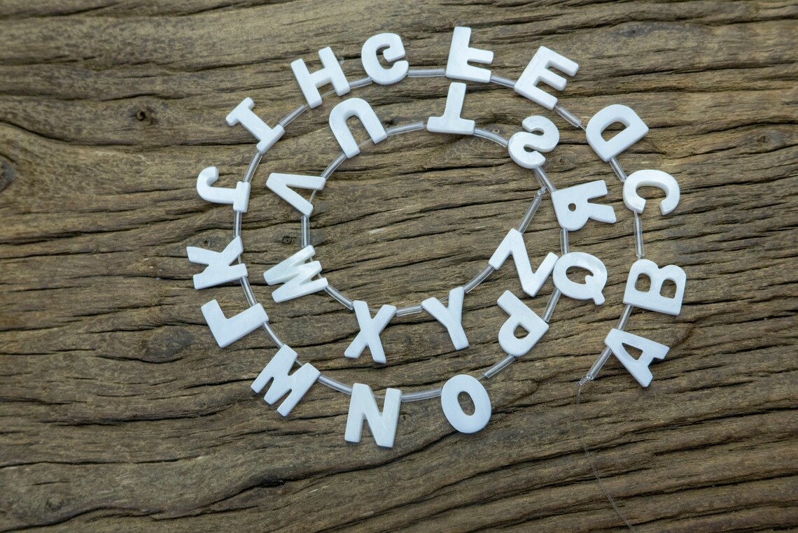 River Shell Alphabet Letters Charms White Mother of Pearl | Etsy