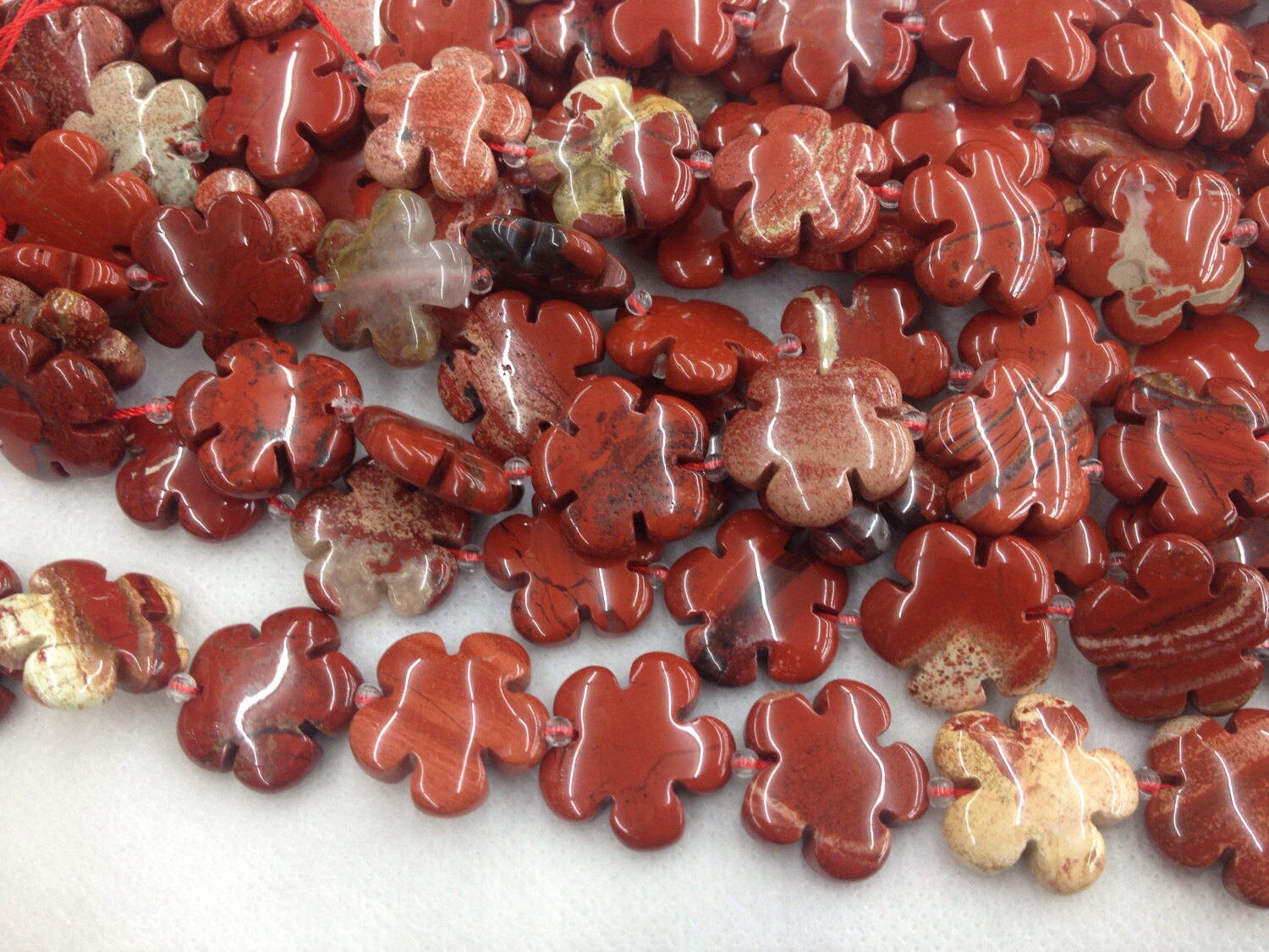 Red Jasper Flower Beads - Red Gemstone Flower Beads for Jewellery ...