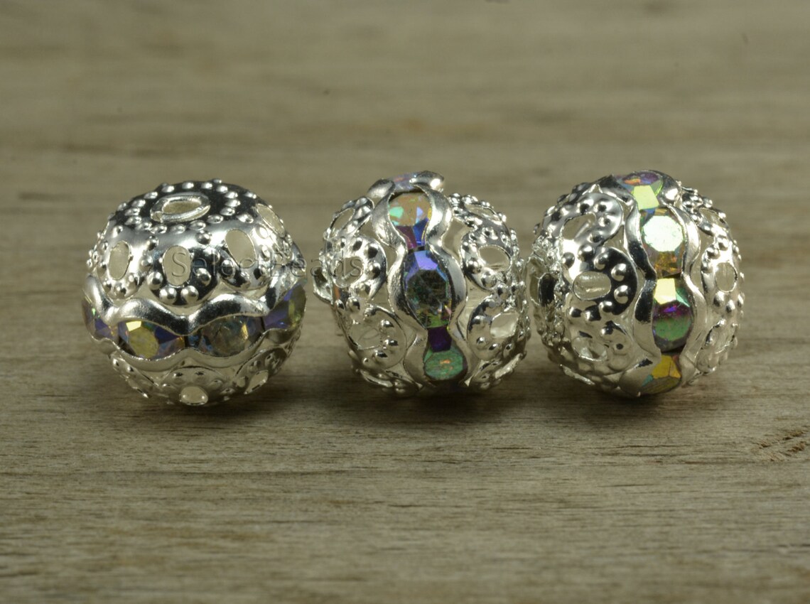 Coated Rhinestone Silver Balls AB Rainbow Color Sparkle - Etsy