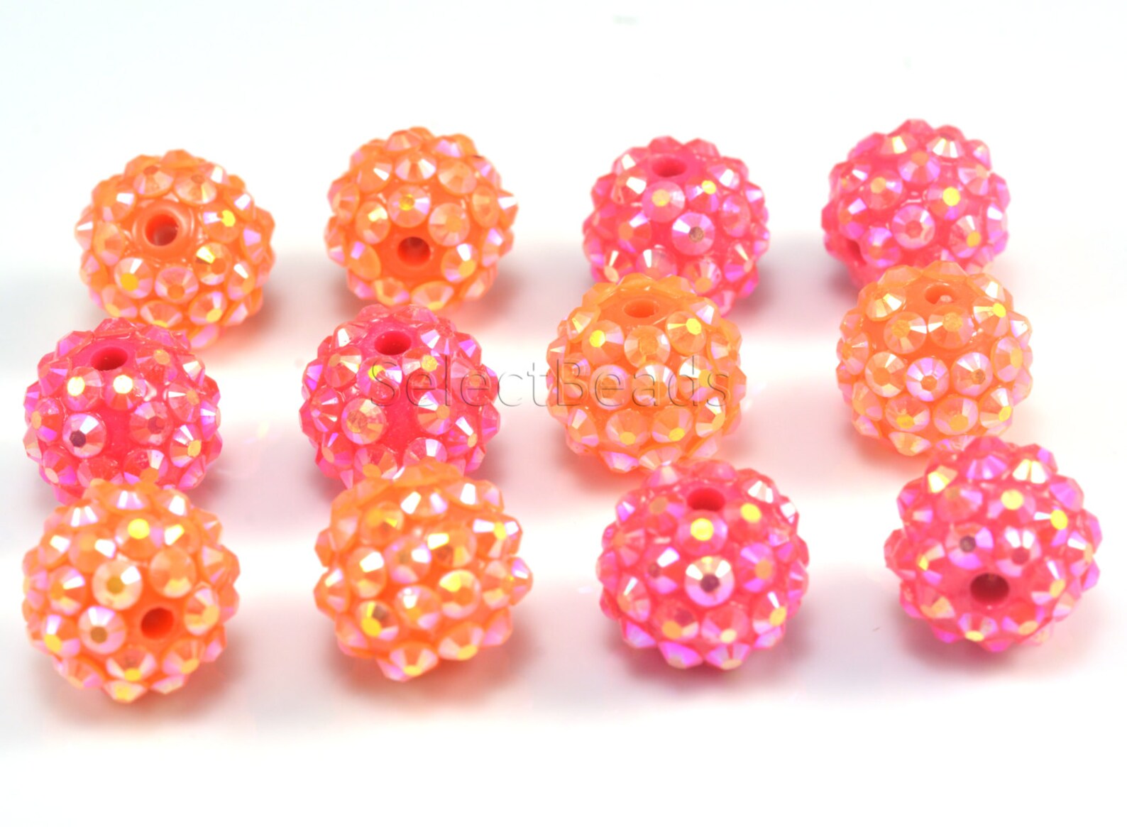 Acrylic and Resin Rhinestone Bead, Round, 10-16mm, Natural Gemstone ...