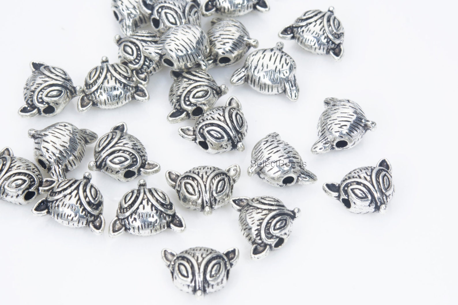 Silver Fox Head Beads Fox Animal Charms Metal Fox Jewelry | Etsy