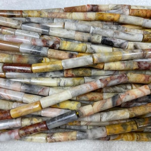 Gemstone 4x13mm Tube Beads - Natural Stone Tubes - Agate Stone Tubes ...