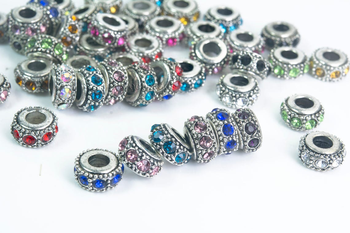 Euro European Charm Beads - Big Hole Crystal Charm Beads - Rondelle ...