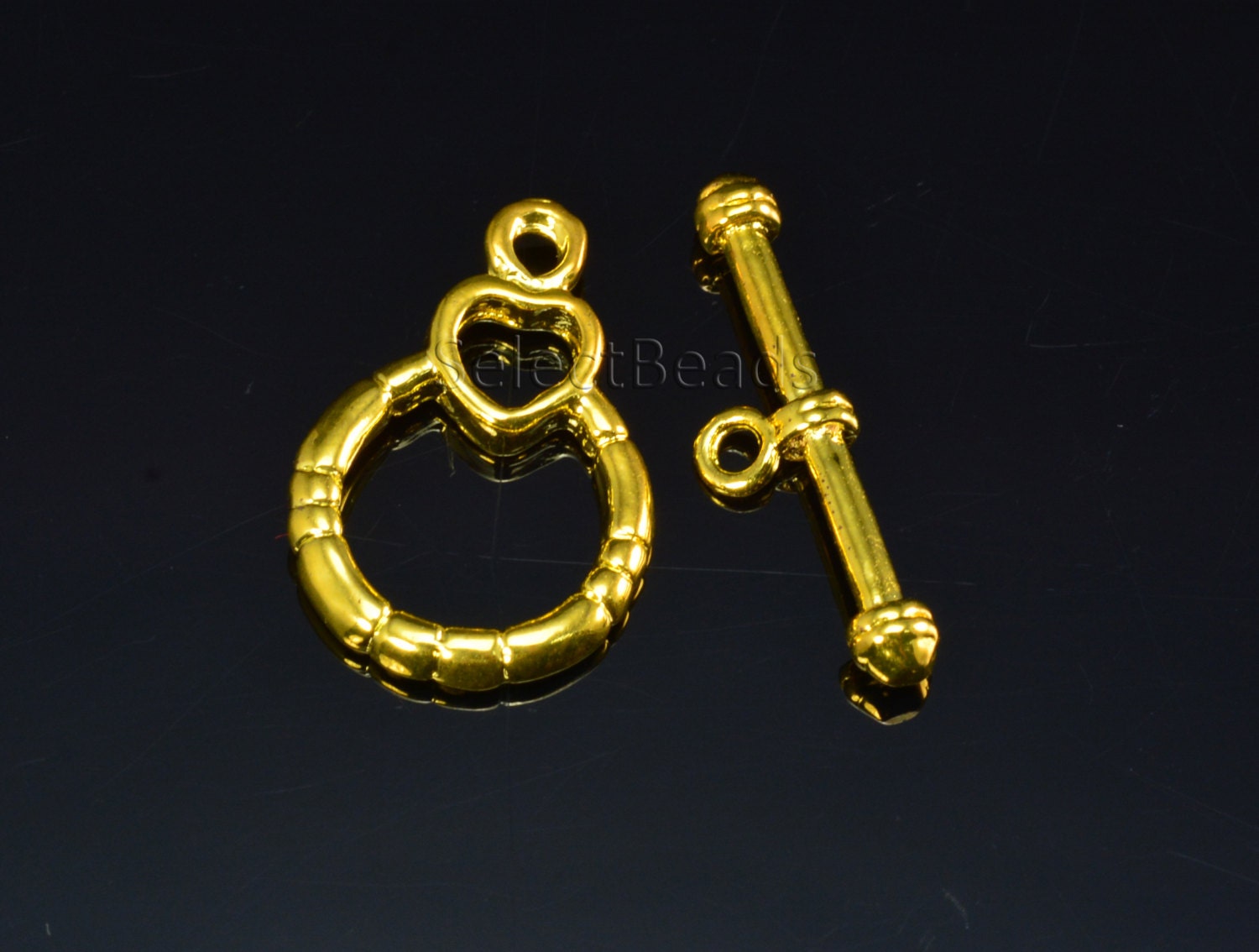 Gold Tone Round Toggle Clasp - Brass Base Jewelry Clasp - Necklace ...