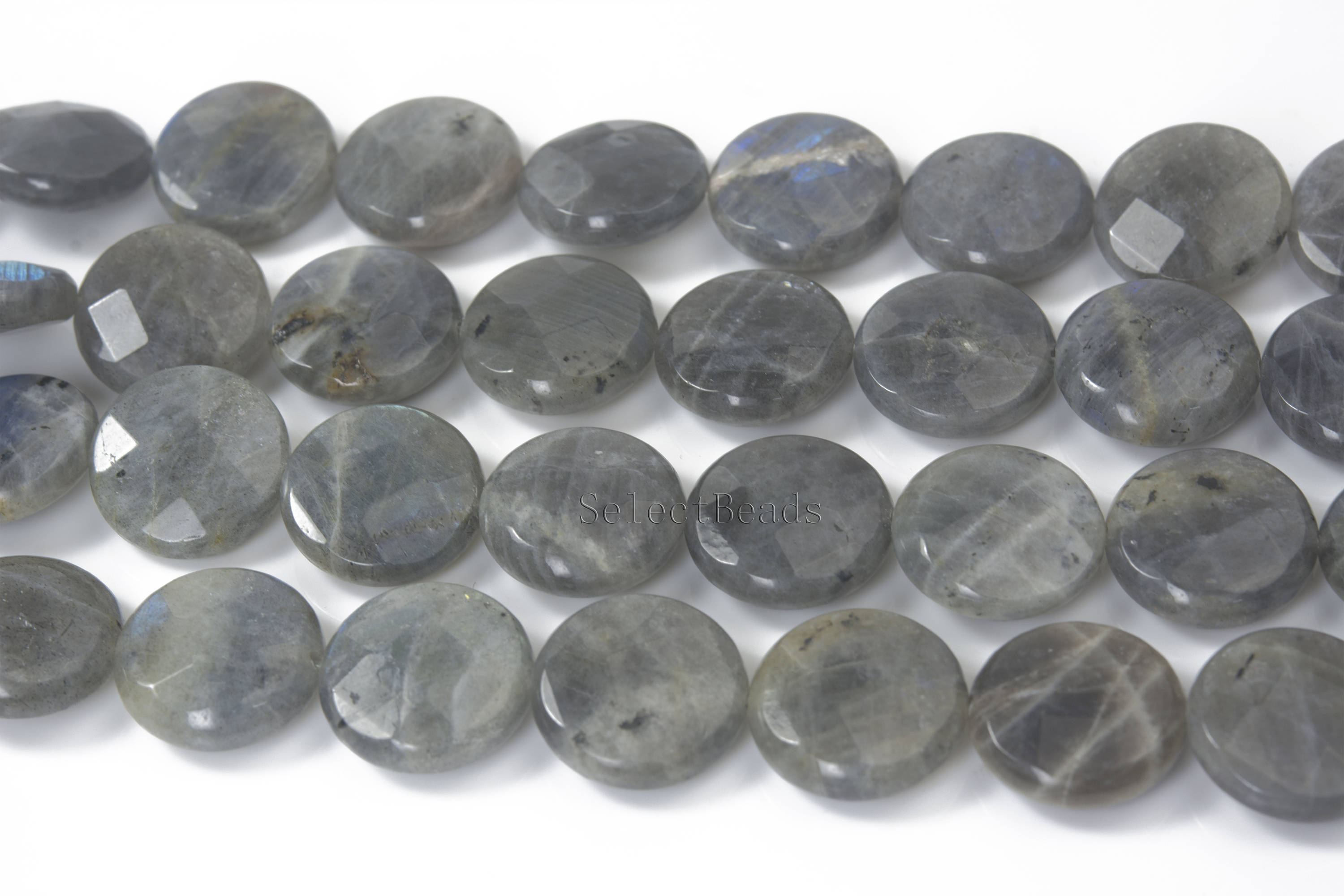grey labradorite faceted coin beads natural labradorite | Etsy