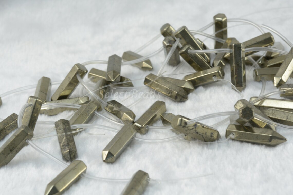 Faceted Ppoint Pyrite Beads Bronze Natural Pyrite Gemstone - Etsy