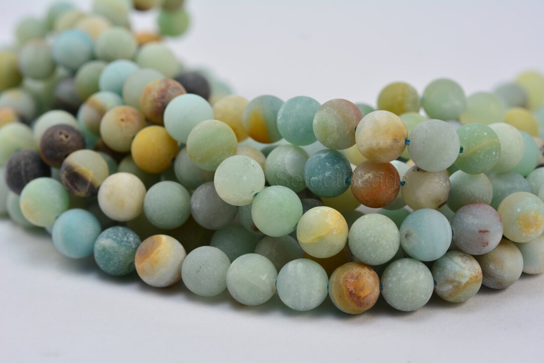 Amazonite - Matte Round Amazonite Beads - Multi Color Gemstones - Multi ...