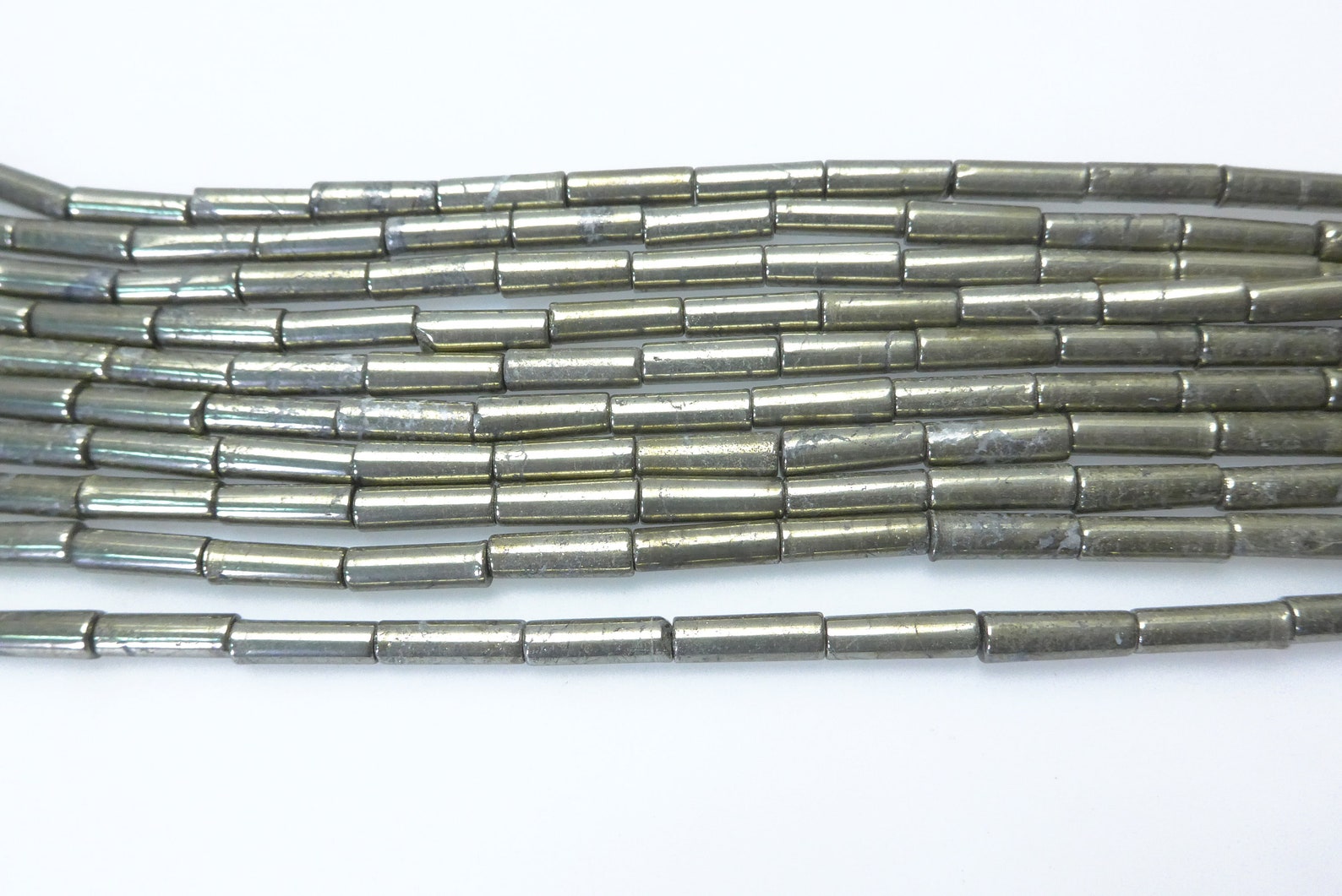 Natural Pyrite Smooth Round Tube Beads 4x13mm Gemstone - Etsy