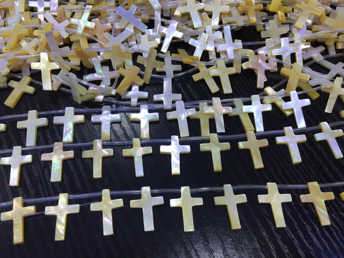Yellow Shell Cross Beads Black Lip Shell Cross Pendant | Etsy