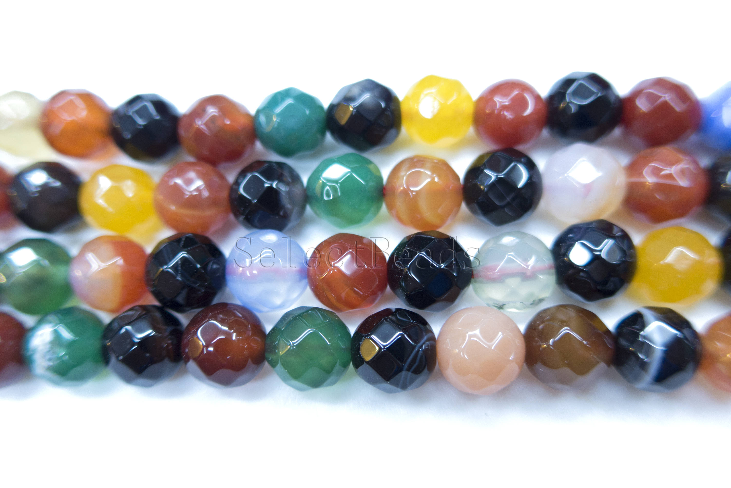 Rainbow Agate Beads - Faceted Agate Beads - Colorful Agate Gemstone ...