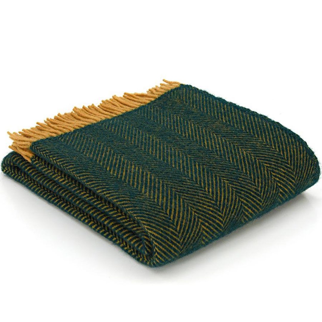 Green Throw Blanket, 100% Wool Green Sofa Throw, Green Bed Throw, Green ...